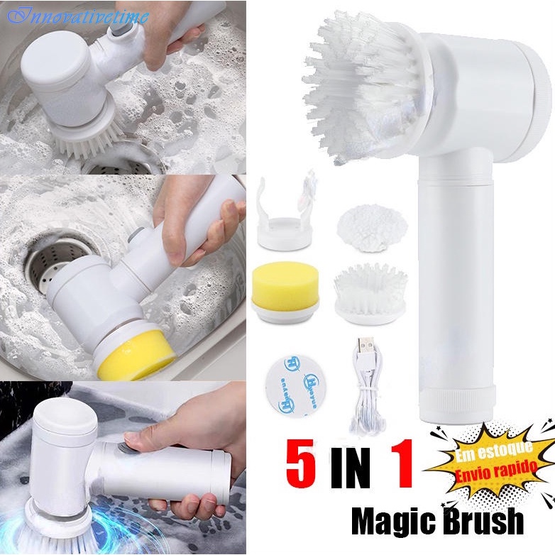 5 Em 1 Escova De Limpeza Elétrica Manual De Cozinha Ferramenta De ...