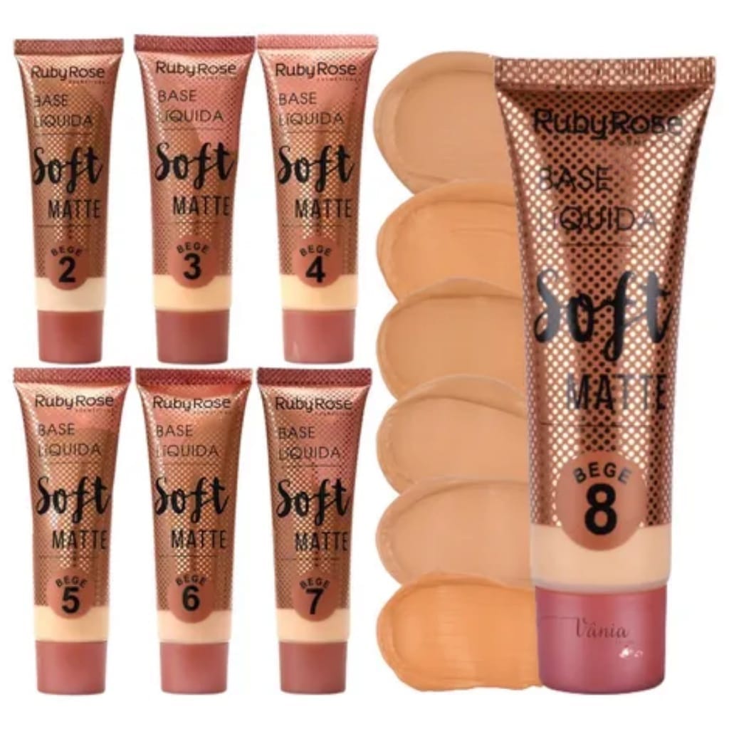 Base Liquida Soft Matte Bege 2, 3, 4, 5, 6 e 7 Ruby Rose HB8050 ...