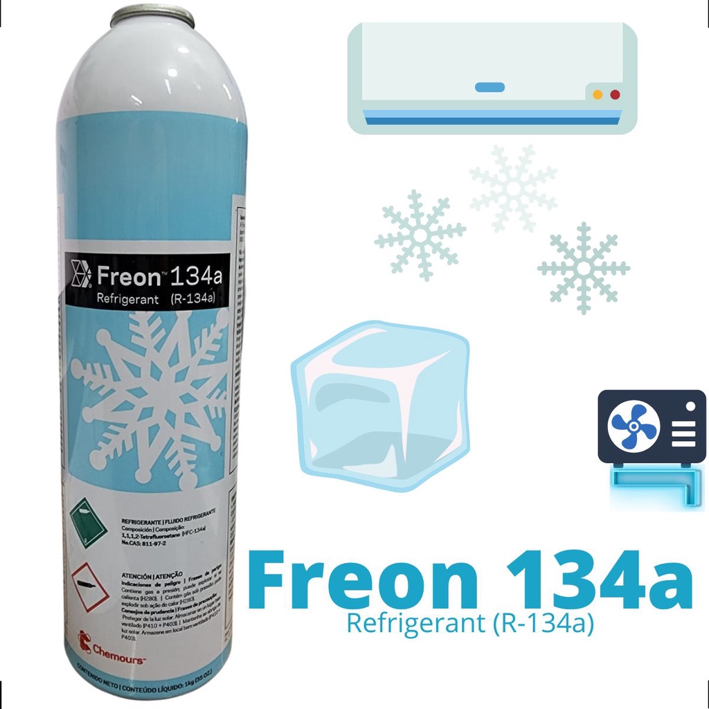 Refil R134a Freon Chemours 1kg Fluido Refrigerante Frozen | Shopee Brasil