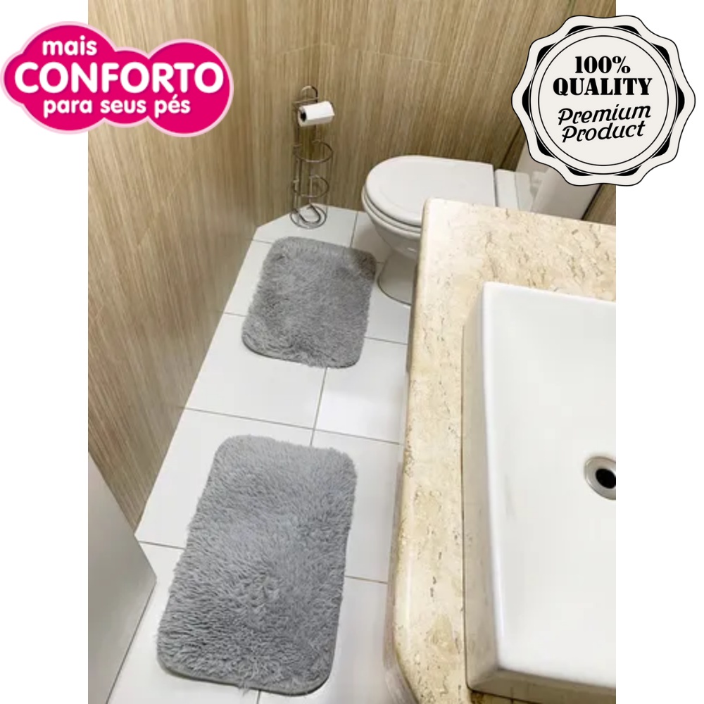capacho De Banheiro Retangular 50 X 100cm Cinza Divina Lindo | Shopee ...