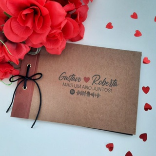 Scrapbook Caderno Album de Fotos com QR Code Spotify Capa Dura 23x16 ...