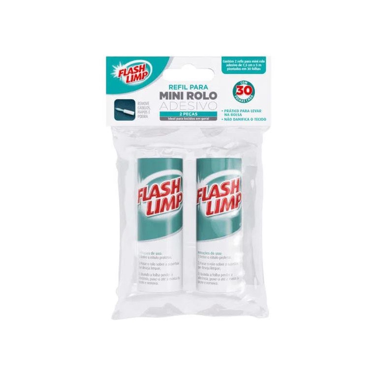 Refil Mini Rolo Adesivo Flashlimp c/30 | Shopee Brasil