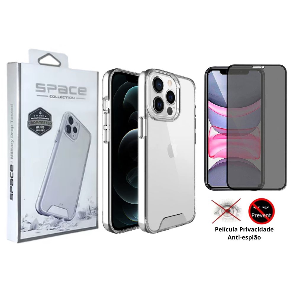 Kit Capa Case Capinha Anti Shock iPhone 11 Pro max + Pelicula Vidro 3D/9D + Pelicula Camera ...