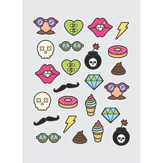 Cartela Kit 24 Adesivos Sticker Engraçados Decorativo Skate | Shopee Brasil