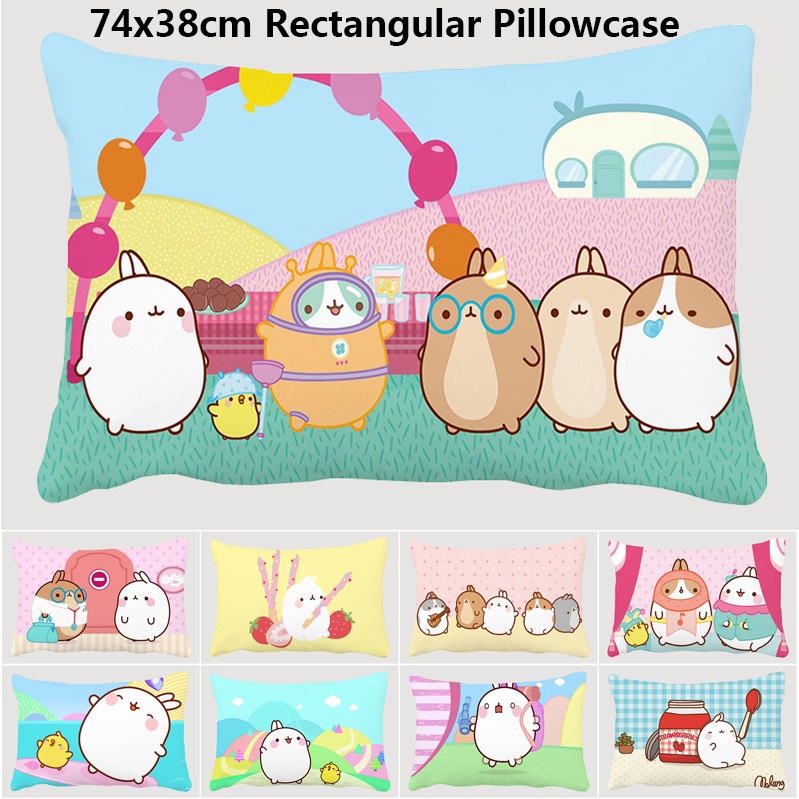 74X48 cm Fronha Colorida Bonito Dos Desenhos Animados Padrão Molang ...