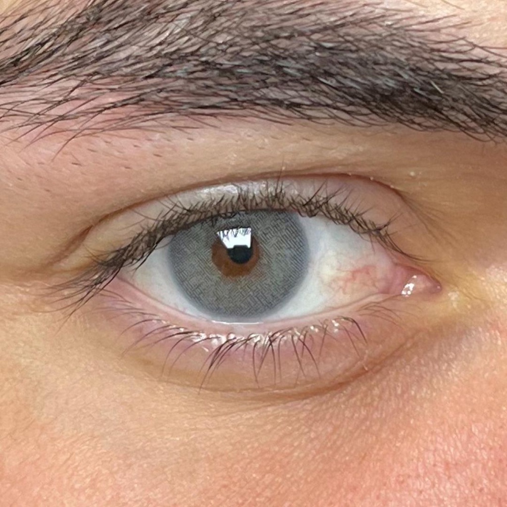 Lente de contato colorida cinza azulado natural azul pupila menor - FLCP | Shopee Brasil