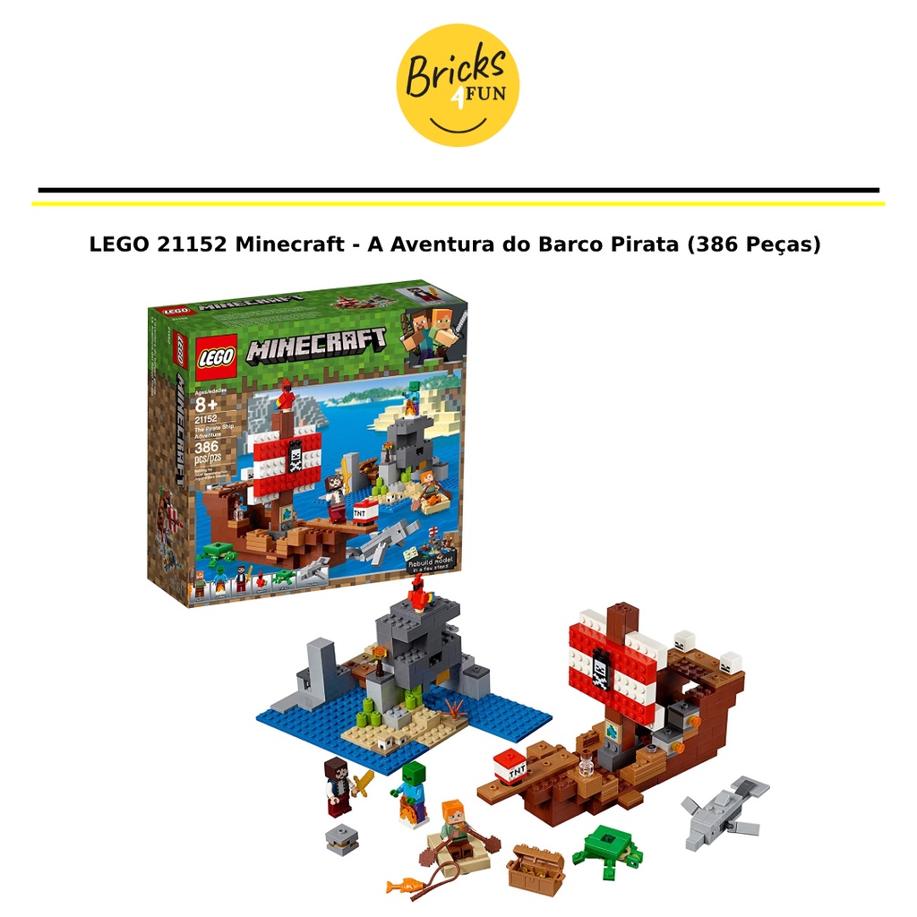 LEGO 21152 Minecraft - A Aventura do Barco Pirata | Shopee Brasil