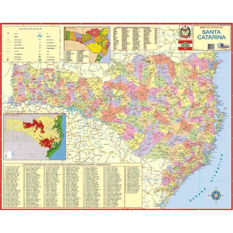 Mapa Estado De Santa Catarina - 120cm X 90cm Gigante | Shopee Brasil