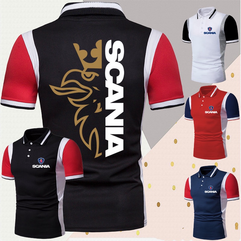 SCANIA Camisa Polo Masculina Listrada Com Lapela De Manga Curta ...