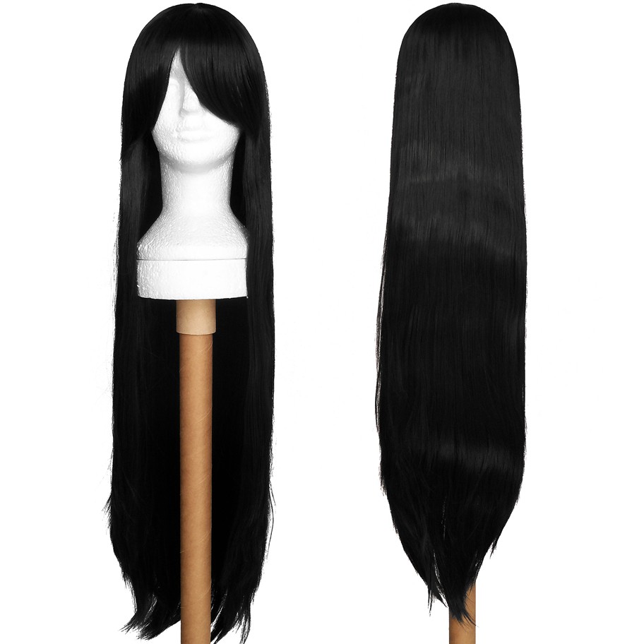 Peruca Cosplay Preta Lisa Longa 100cm Yumeko - Pronta Entrega!! - Faz a ...