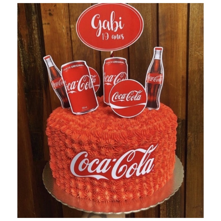 Topo de bolo Topper Coca Coca Cola | Shopee Brasil