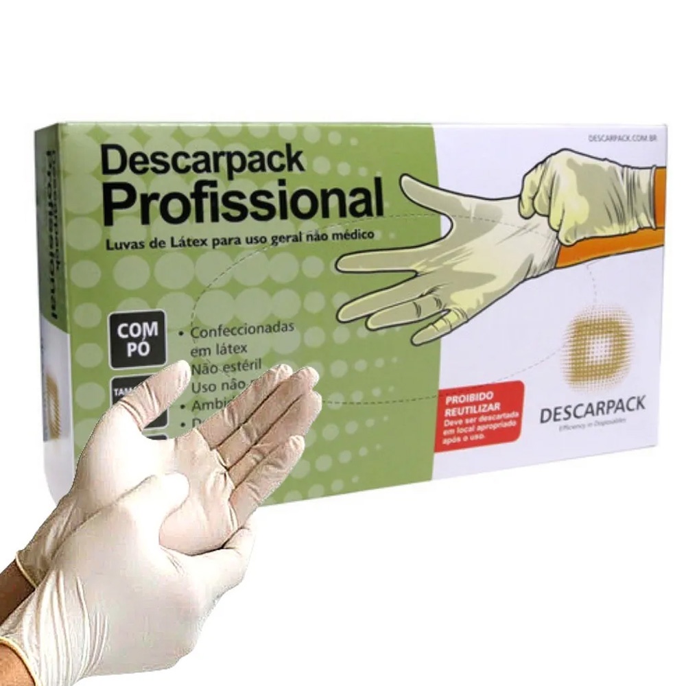 Luva De Procedimento Latex Descartavel Pp Com Po C/100 Descarp | Shopee ...