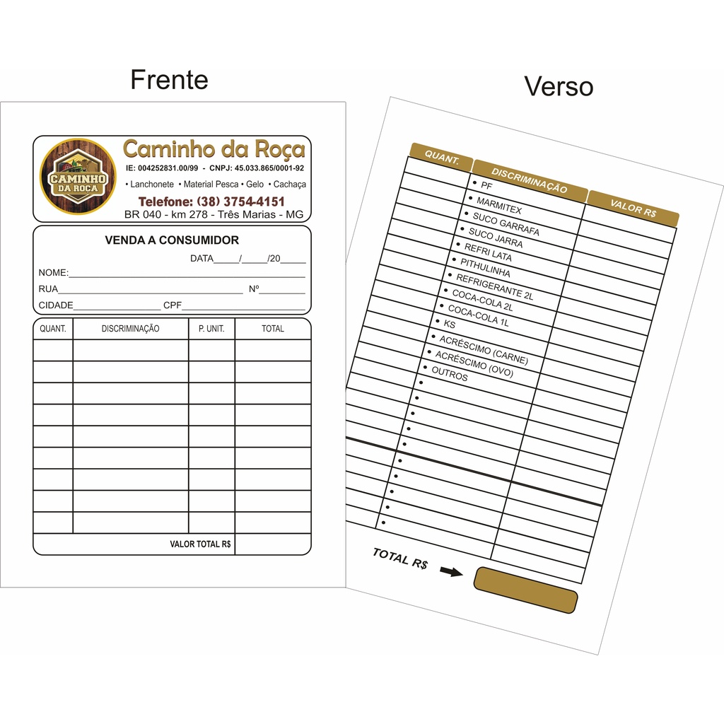 Comanda Personalizada Frente e Verso 10 Blocos 10x15cm Com 100 Folhas ...