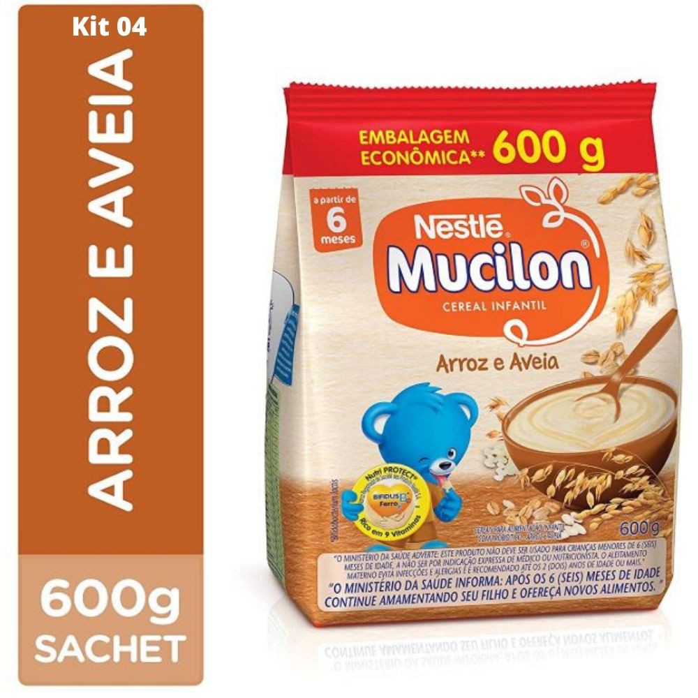 Kit 04 Mucilon Nestle Arroz Cereal Aveia Infantil Multicereais Mingau ...