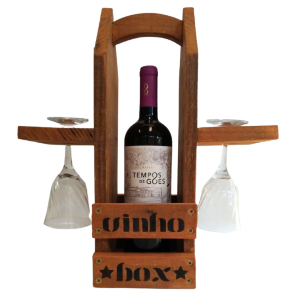 Porta Vinho De Madeira Artesanal Área Gourmet Adega Bar suporte ...