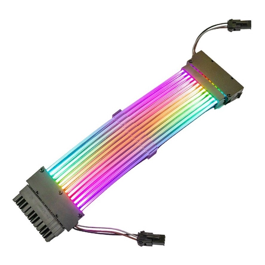 Cabo Sleeved Extensor 24 Pinos Rgb Sleeved Para Computador - Escorrega ...