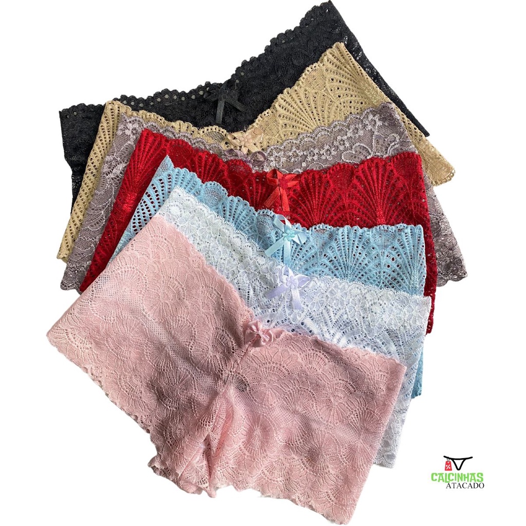 Kit 7 Calcinha Calesson Shortinho de Renda Elastica Feminino | Shopee ...