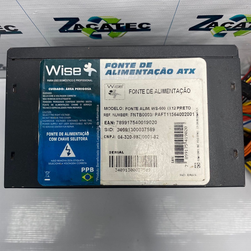 Fonte Real WISE Modelo: WS-600 1X12 24Pinos 600W ATX | Shopee Brasil