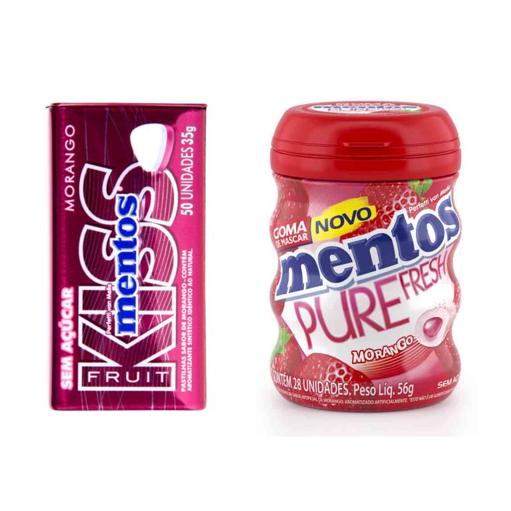 Kit Chiclete Mentos Morango Mentos Kiss Morango - Pastilha Kiss Mentos ...
