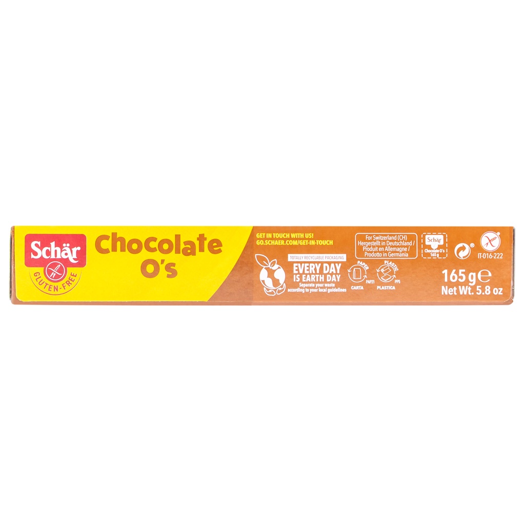 Biscoito O's de chocolate recheado com creme de leite 165g Schär ...