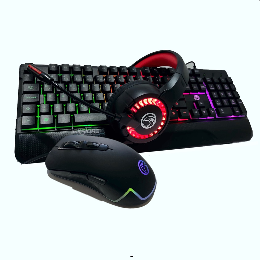Kit Gamer Teclado Led RGB + Mouse Led RGB 2400 DPI + Headset Led Red ...