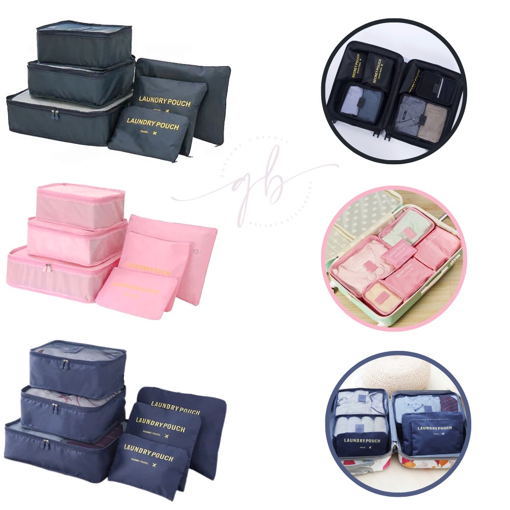 Organizador Necessaire Mala Kit 6 Pratico Look Roupas Viagem | Shopee ...
