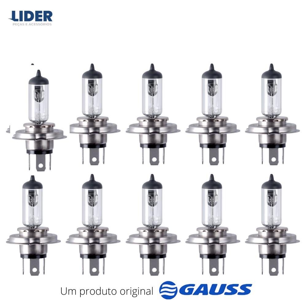 Kit C/ 10 Lampadas Gauss Halogena H4 12v 60w/55w - 100% GAUSS - INMETRO | Shopee Brasil