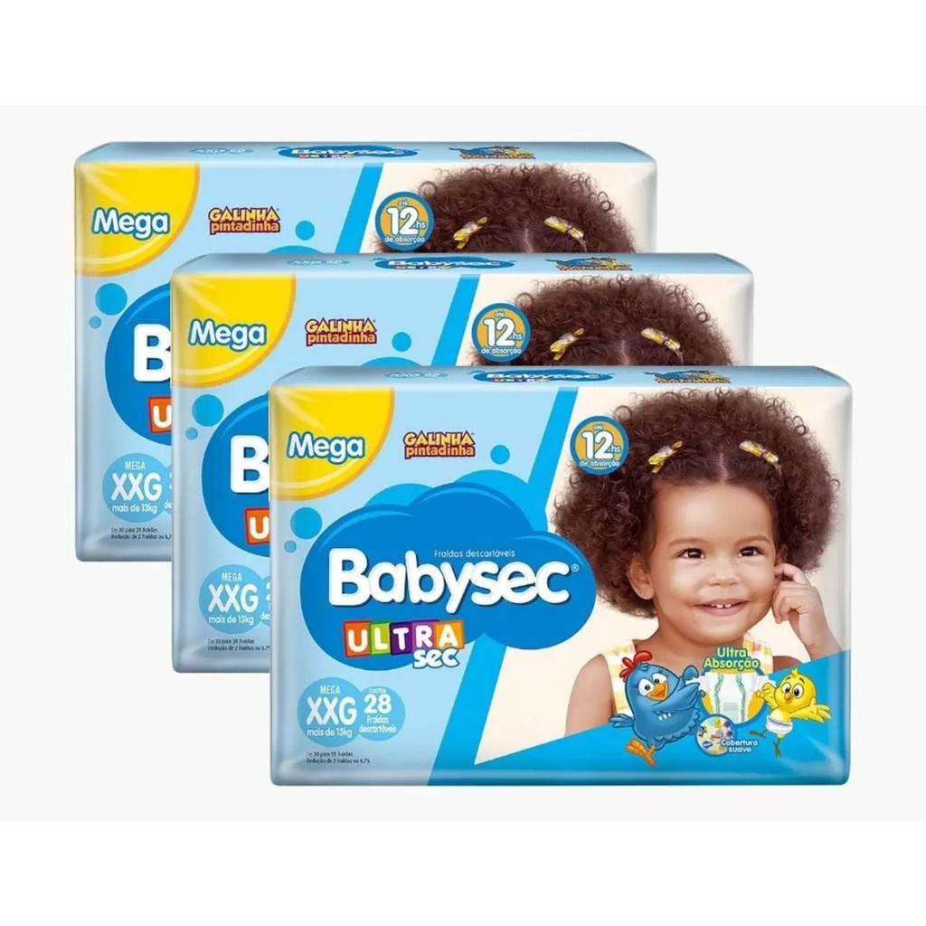 kit 3 fraldas babysec mega XXG | Shopee Brasil
