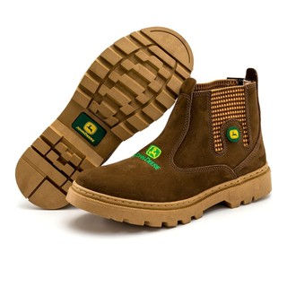 Botina John Deere marron De Couro Nobuck Promoção | Shopee Brasil