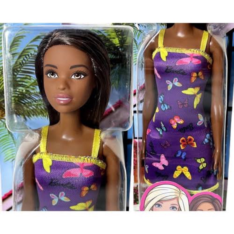 Barbie negra básica vestido de borboletas | Shopee Brasil