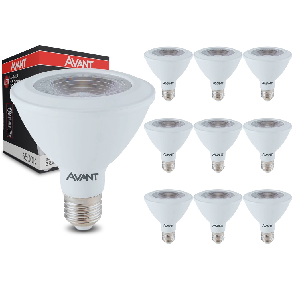 Kit 10 Lampadas Led Par30 E27 11w Branco Frio 6500k Bivolt | Shopee Brasil