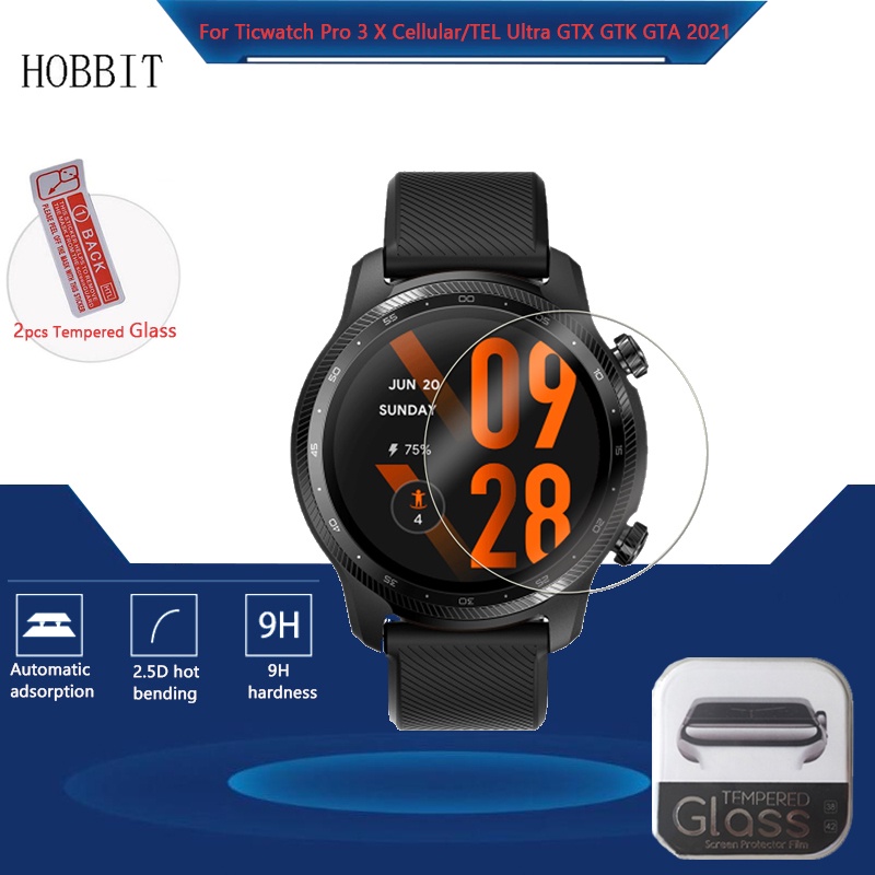 2 Pcs Vidro Temperado Para Ticwatch Pro 3 X Celular/TEL Ultra GTX GTK GTA 2021 Relógio Protetor ...