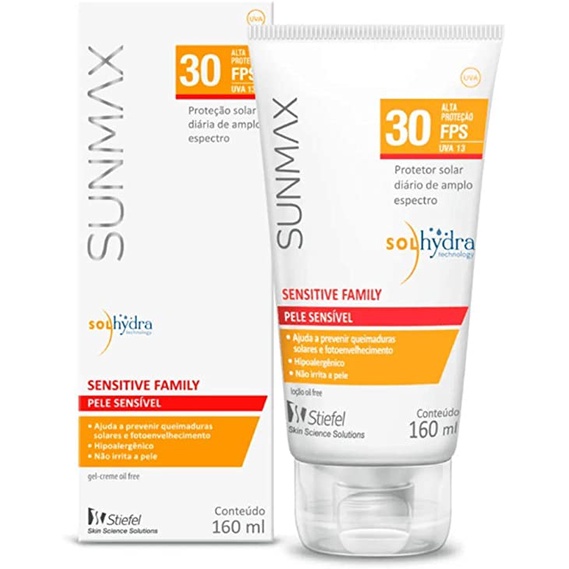 Sunmax Sensitive fps 30 - Protetor Solar 160ml Family | Shopee Brasil