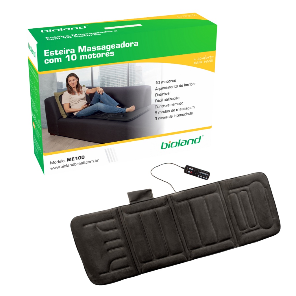 Esteira Massageadora 10 Motores C/Aquecimento Lombar Bivolt Me100 BIOLAND | Shopee Brasil