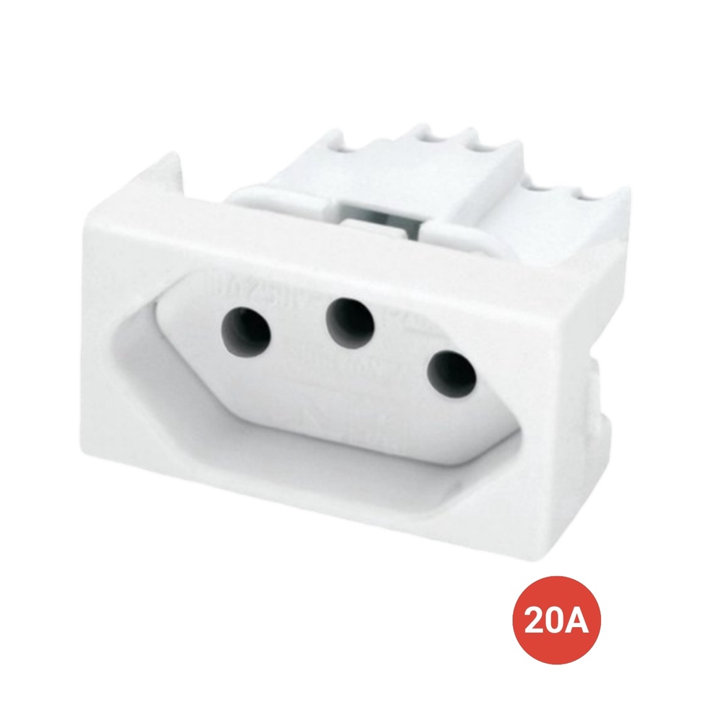 Modulo Tomada Simples 20A Branco Perlex Nova Aros | Shopee Brasil