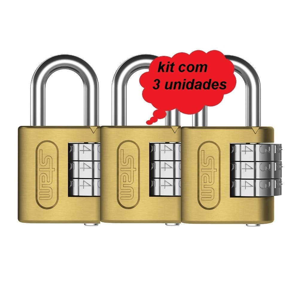 KIT 3 CADEADO SEGREDO STAM 25mm | Shopee Brasil