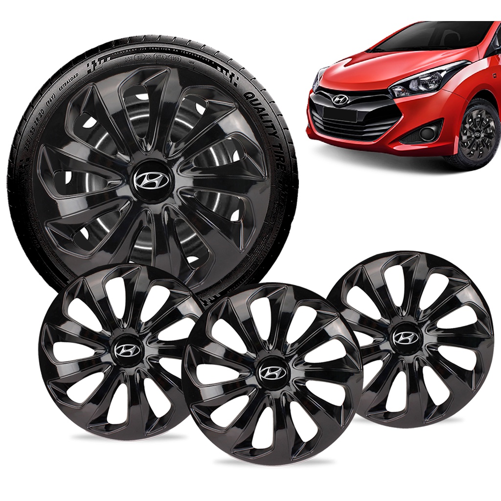 Jogo 4 Calotas Velox Aro 14 Preta Hyundai Hb20 Hatch Sedan | Shopee Brasil