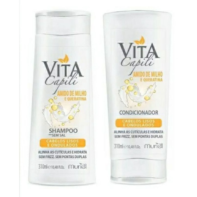 Shampoo 310ml + Condicionador 310ml | Vita Capili Amido De Milho Muriel | Shopee Brasil