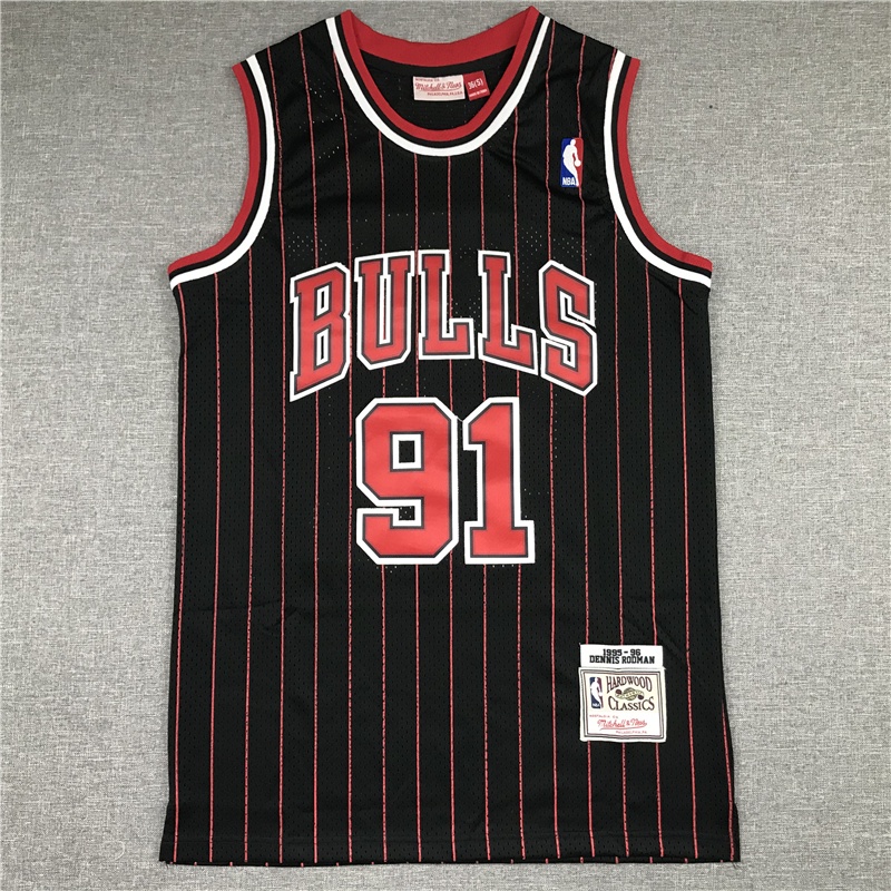 nba Chicago Bulls No. 91 Rodman stripe basketball sports jersey ...