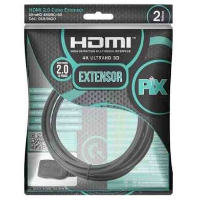 Cabo Extensor Hdmi Macho P/ Hdmi Fêmea 4k Hdr 19p 2m | Shopee Brasil