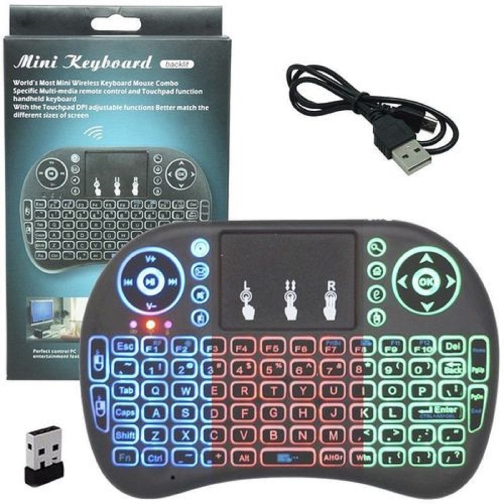 Mini Teclado Wireless Bluetooth Keyboard c/ Touchpad LED colorido TV ...