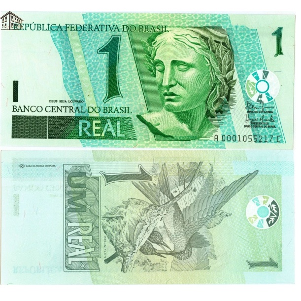 Nota 1 Real Original Nova Cédula c254 Fora de circulação - Escorrega o ...