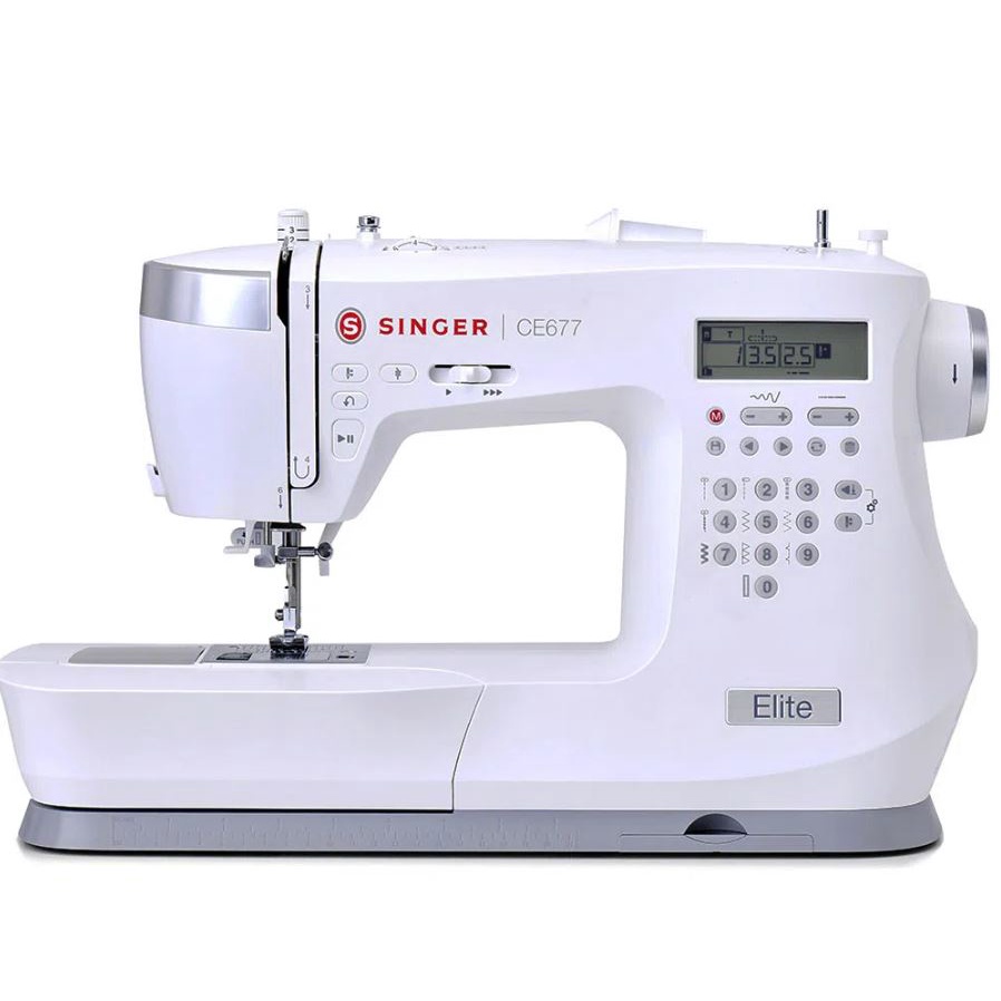 Maquina De Costura Reta Singer Elite Ce677 Branca Bivolt | Shopee Brasil