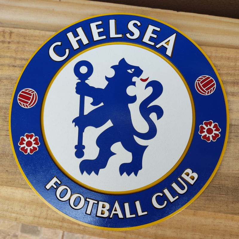 Placa aplique em MDF decoração time de futebol escudo Chelsea 3D ...