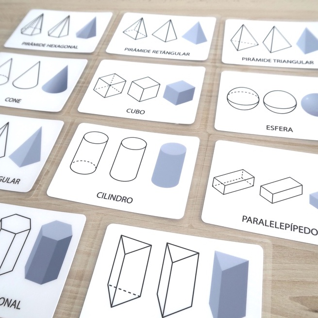 Kit 11 Flashcards de Sólidos Geométricos Montessori | Shopee Brasil