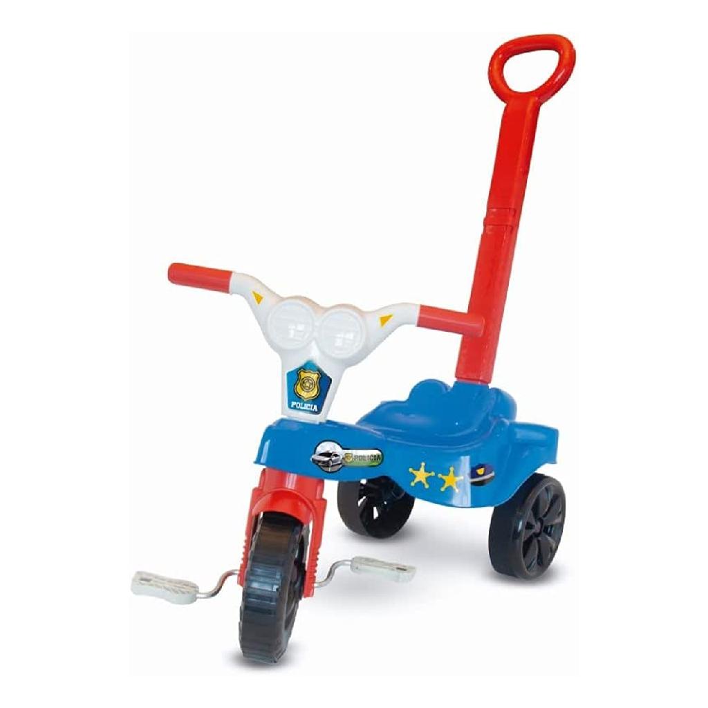 Triciclo Velotrol Kepler Policia com Empurrador - Motoca Infantil Azul ...