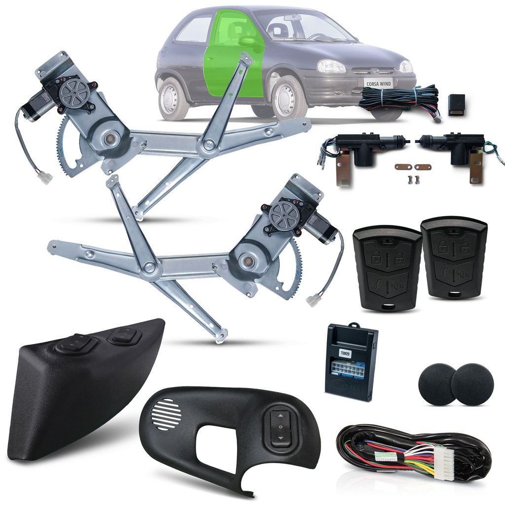 Kit Vidro Eletrico + Trava Eletrica + Alarme Look-Out Corsa Wind Pick ...