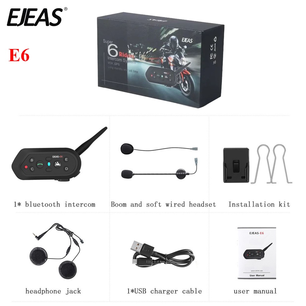 Kit Interfone Bluetooth Ejeas E6 Comunicador Moto + Capacete | Shopee Brasil