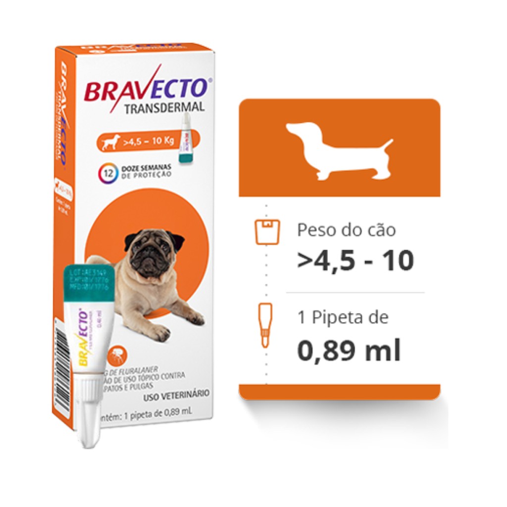 Bravecto Transdermal Antipulgas 4,5 a 10kg - Pipeta Envio Imediato | Shopee Brasil