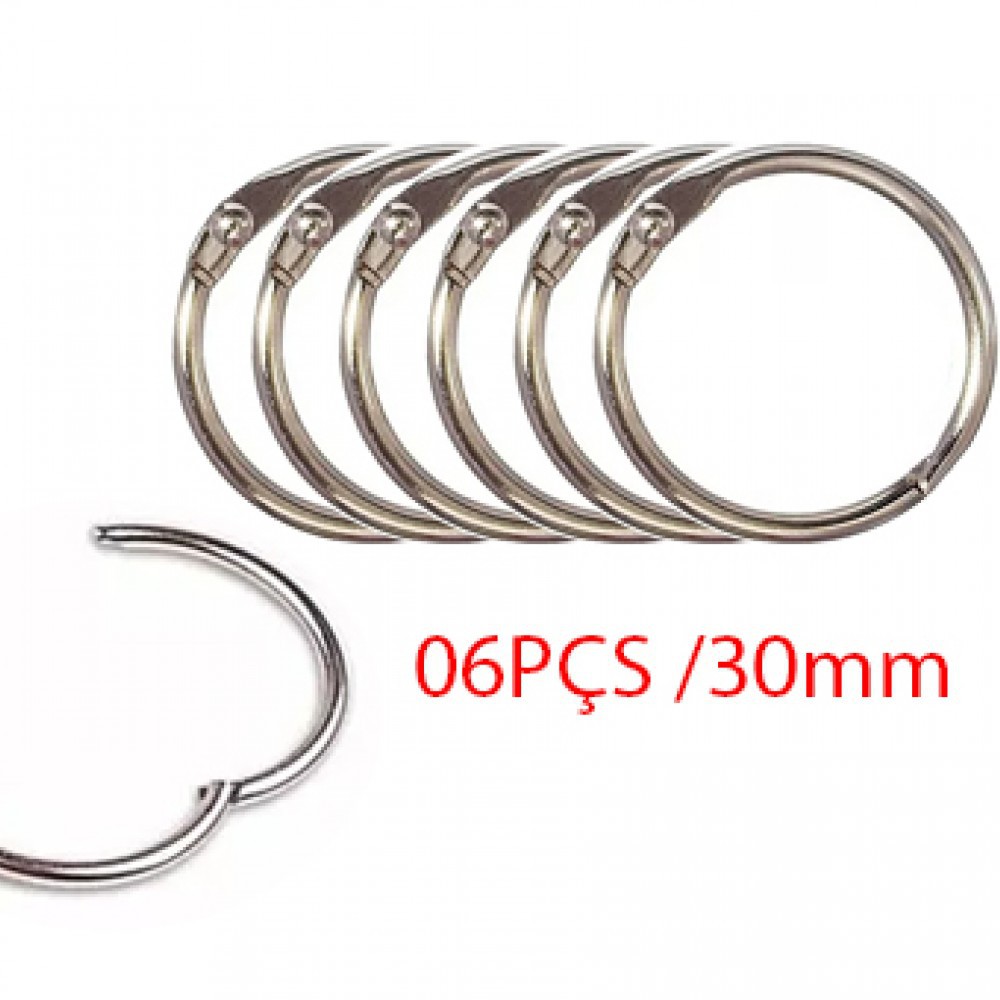 8 Argolas em metal articulada 30MM prateada para Álbuns, cadernos ...